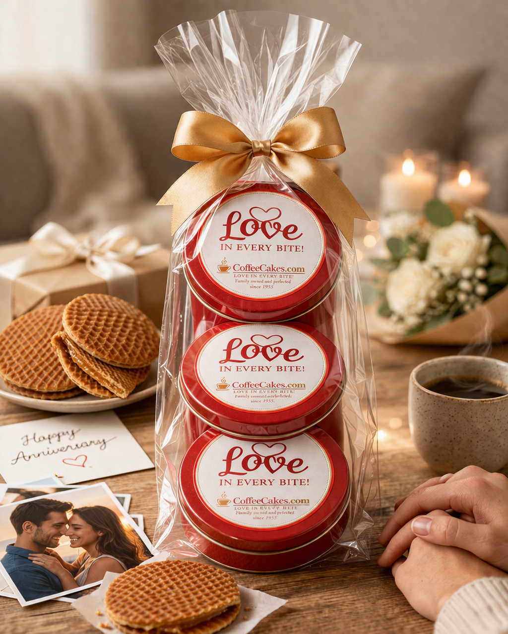 Love in Every Bite Stroopwafel Gift Tower (3 Tins) – CoffeeCakes.com